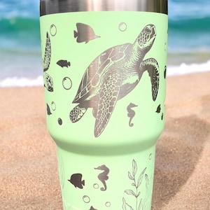 Sea Turtle Engraved YETI Tumbler,laser Engraved Sea Turtles,sea Turtle ...