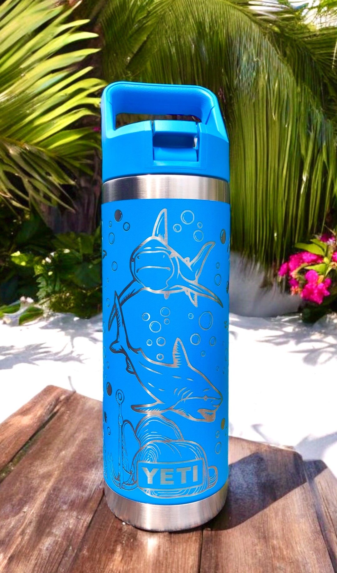 Shark Engraved Yeti Rambler Jr. Tumbler, Engraved Ocean Scene Kid's ...