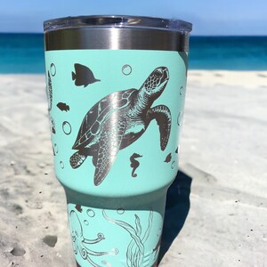 Sea Turtle Engraved YETI Tumbler,laser Engraved Sea Turtles,sea Turtle ...