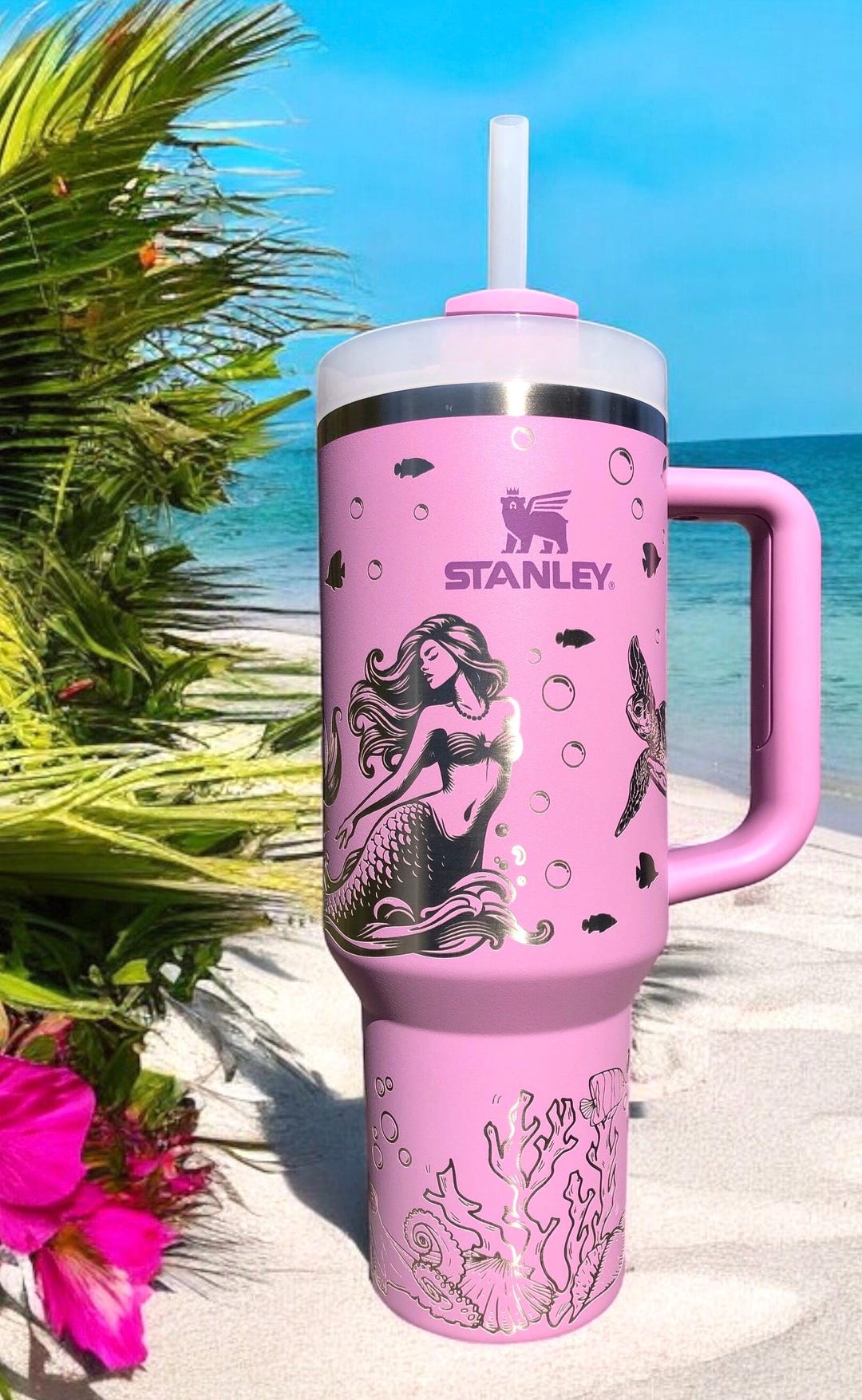 Mermaid and Octopus Scene Engraved Tumbler, Engraved Stanley Tumbler ...