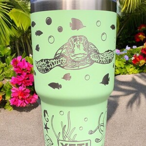 Sea Turtle Engraved YETI Tumbler,laser Engraved Sea Turtles,sea Turtle ...
