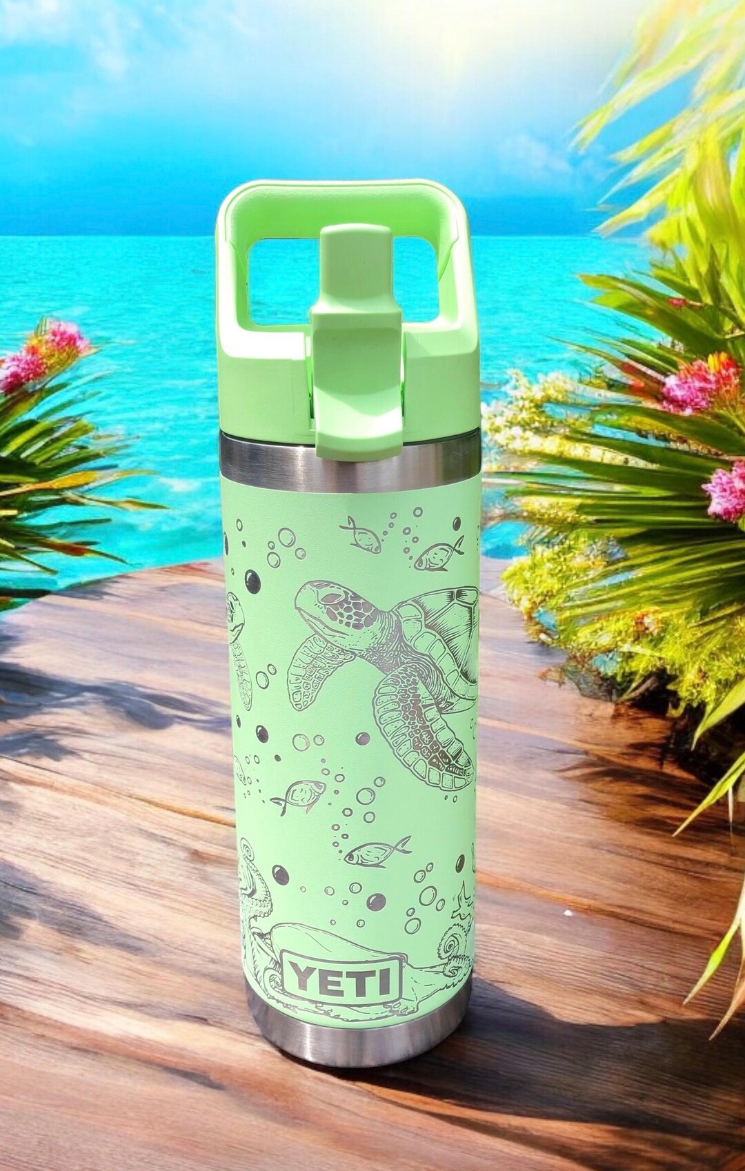 Sea Turtle Engraved YETI Tumbler,laser Engraved Sea Turtles,sea Turtle ...
