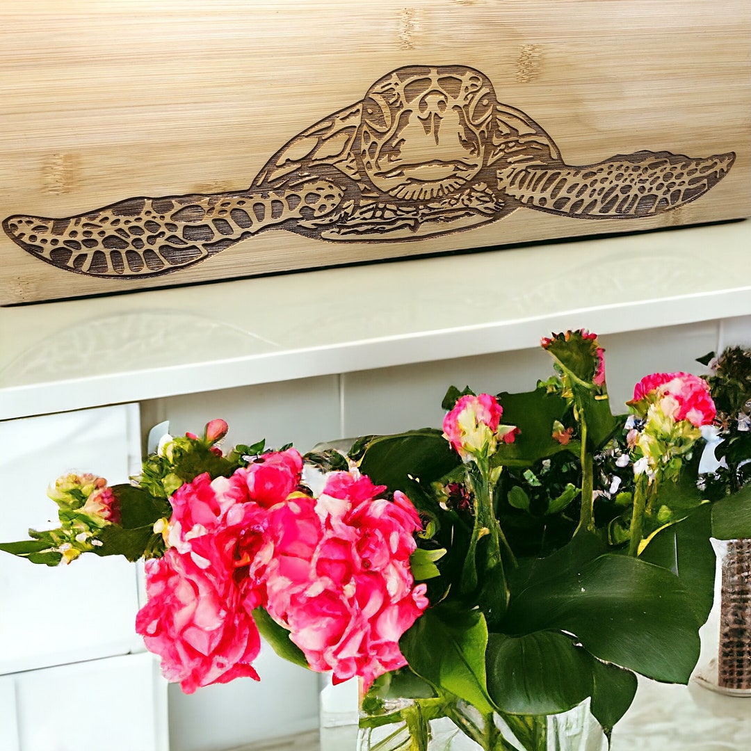 Engraved Sea Turtle Bamboo Cutting Board,engraved Sea Turtle, Nautical ...