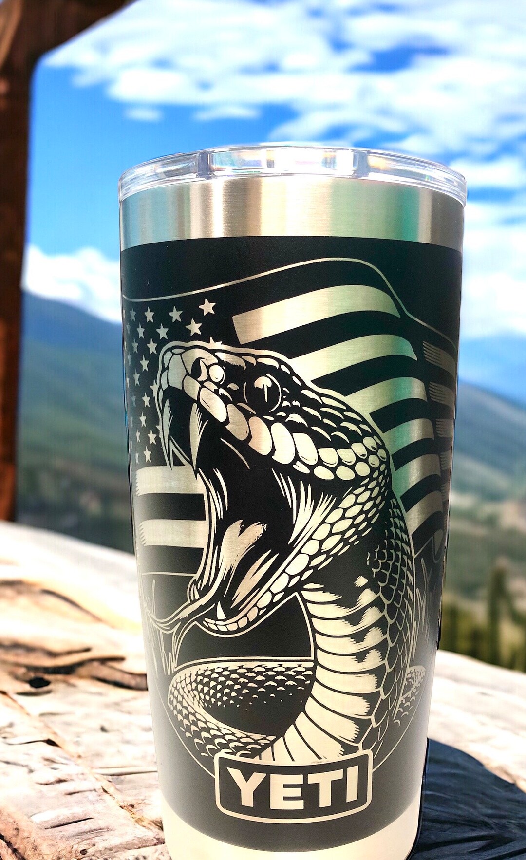 Snake and American Flag Engraved Yeti Tumbler,gift for Dad,dont Tread ...
