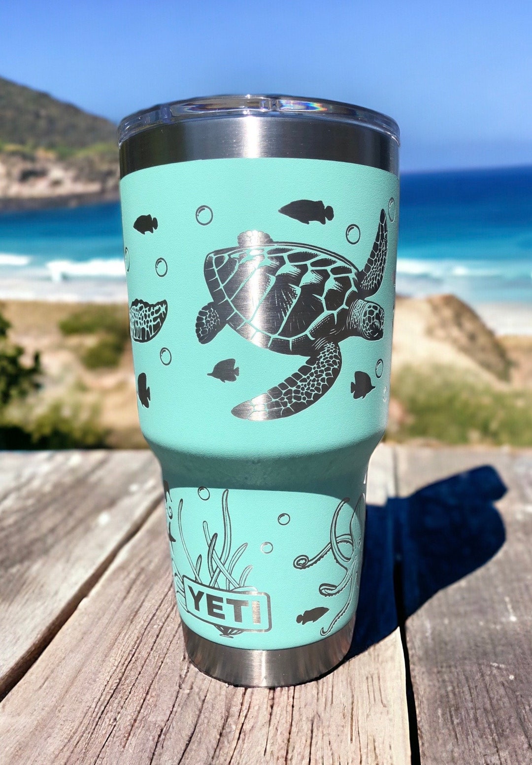 Sea Turtle Engraved YETI Tumbler,laser Engraved Sea Turtles,sea Turtle ...
