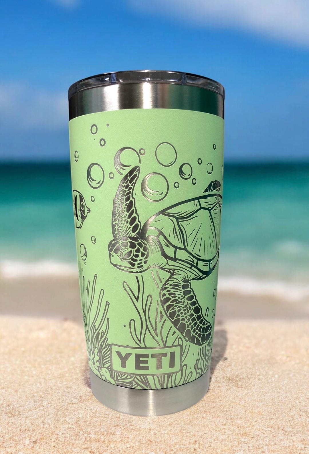 Sea Turtle Engraved YETI Tumbler,laser Engraved Sea Turtles,sea Turtle ...