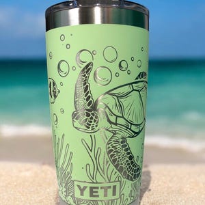 Sea Turtle Engraved YETI Tumbler,laser Engraved Sea Turtles,sea Turtle ...