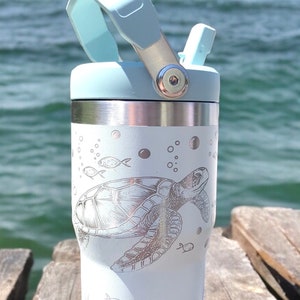 Ocean Scene Engraved Sea Turtle Tumbler, Sea Turtle and Octopus 20 Oz ...
