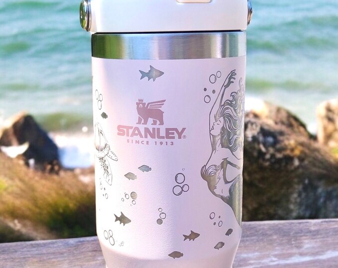 Mermaid and Octopus Scene Engraved Tumbler Engraved Rainbow Tumbler ...