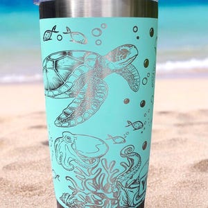 Sea Turtle Engraved YETI Tumbler,laser Engraved Sea Turtles,sea Turtle ...