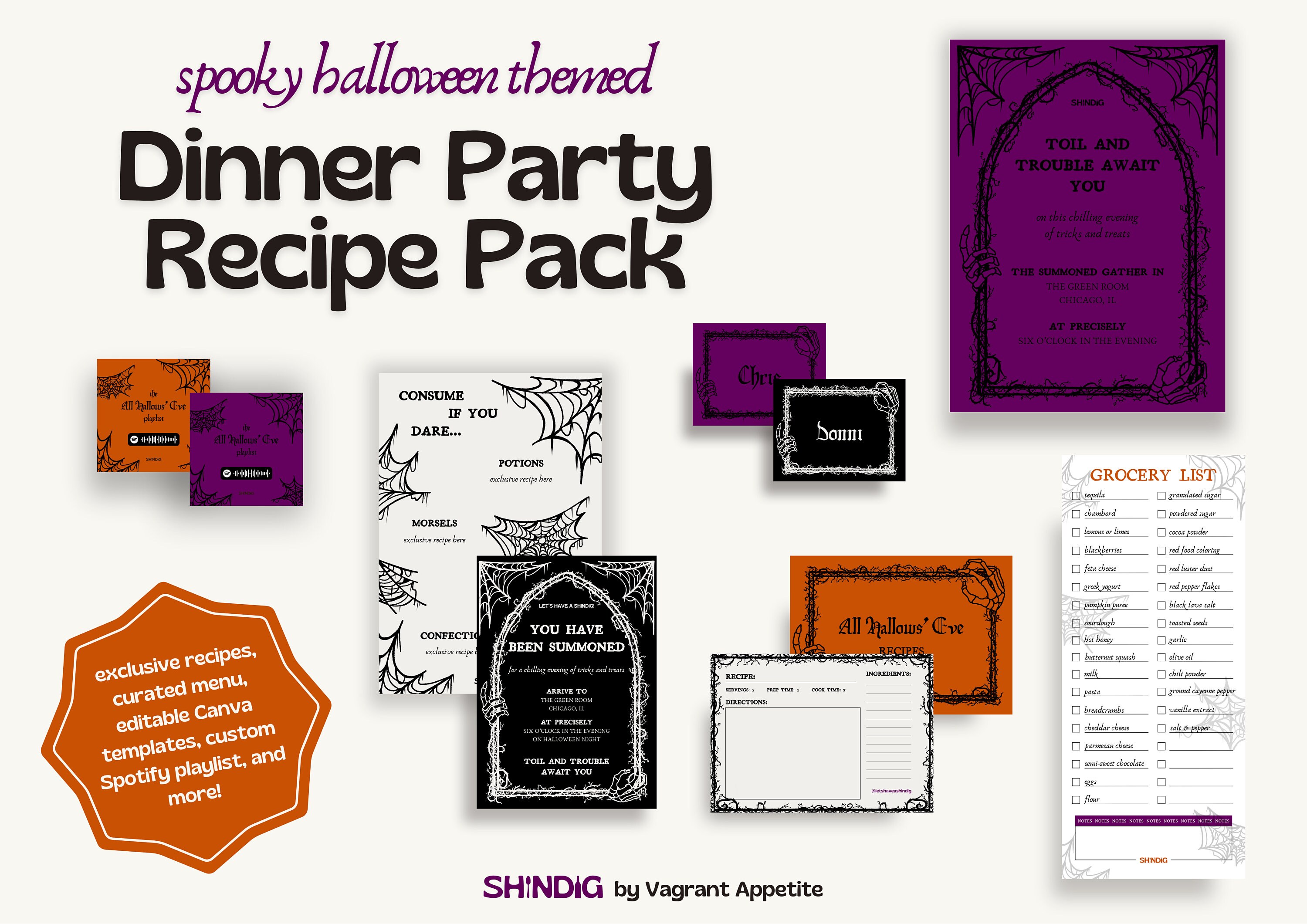 The All Hallows' Eve Recipe Pack | Digital Templates, Curated Dinner ...