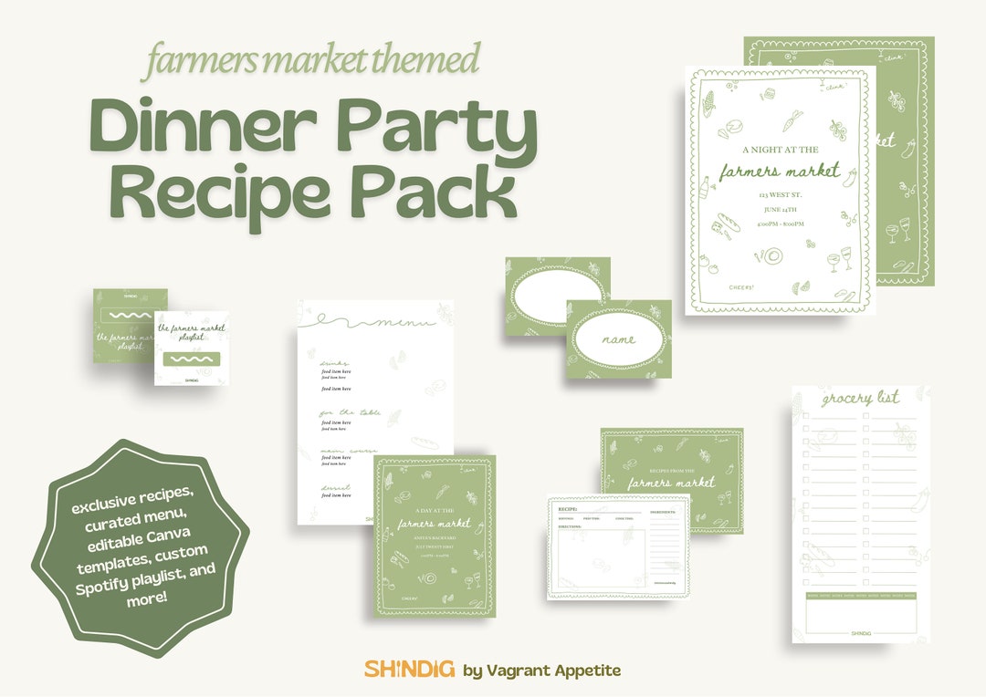 The Farmers Market Recipe Pack | Digital Templates for Curated Dinner ...