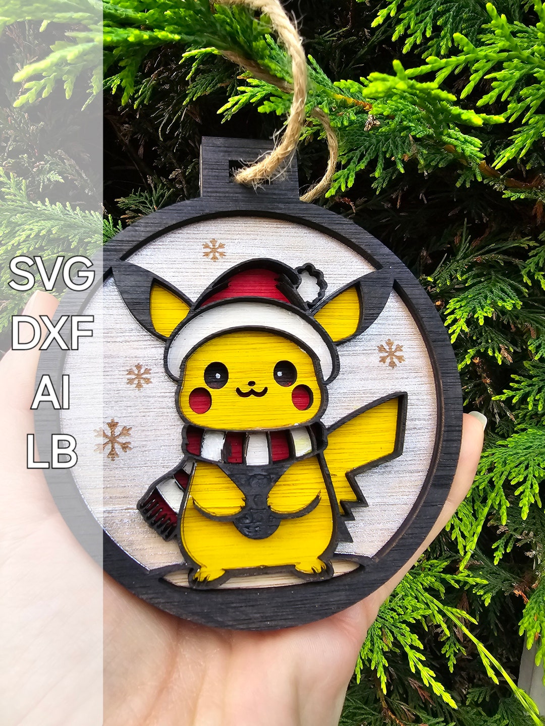 Pikachu Christmas Ornament SVG DXF AI File for Laser Cutting. Create a ...