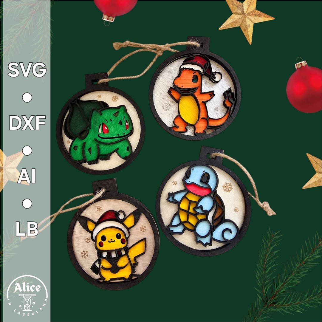 Pokemon Christmas Ornaments SVG | Layered Christmas Baubles Digital ...