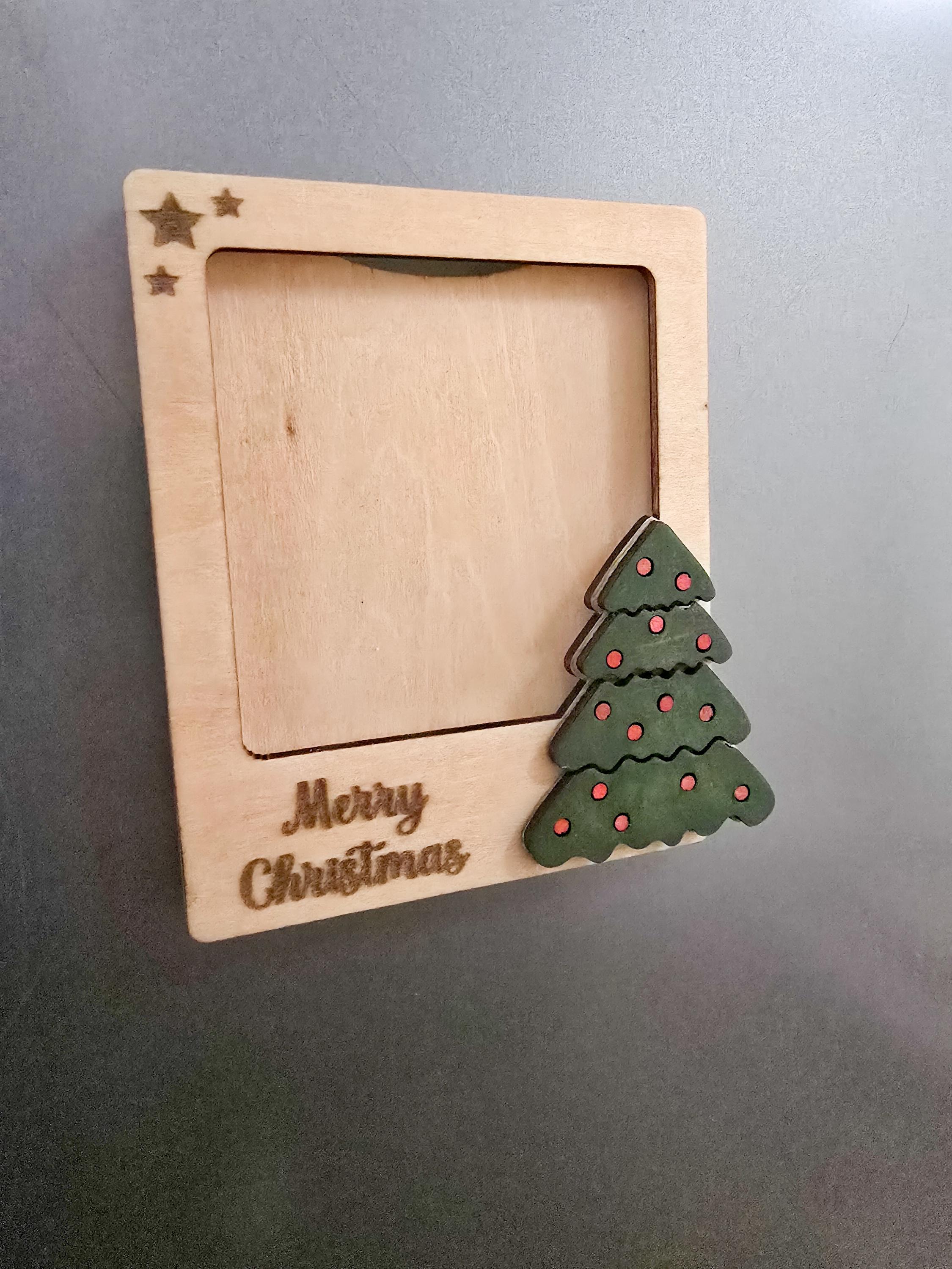 Christmas Tree Photo Frame Magnet SVG - Laser Cut File for Personalized ...