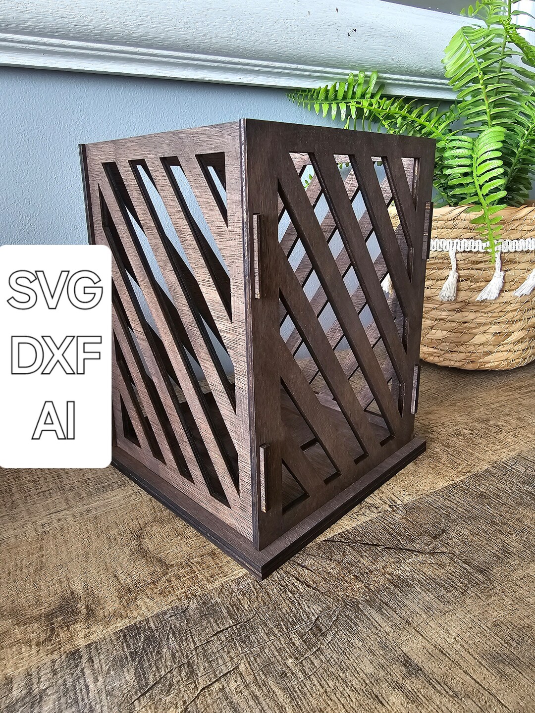 SVG DXF AI Files for Laser Cut Geometric Wooden Candle Holder Digital ...