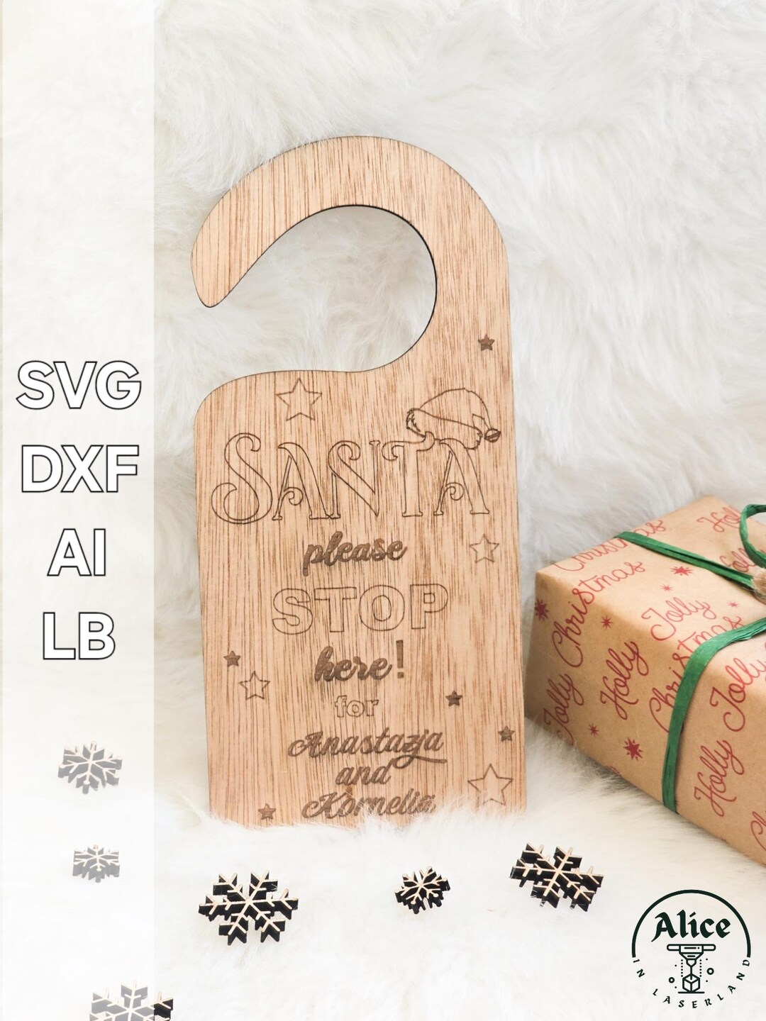 Santa Stop Here Door Hanger - Digital File SVG DXF AI Lightburn ...