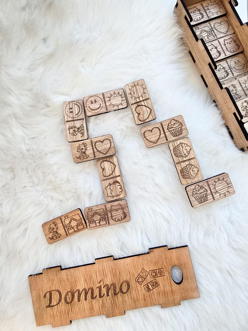 Laser Cut Domino SVG File With Box - Digital Download for DIY Wooden ...
