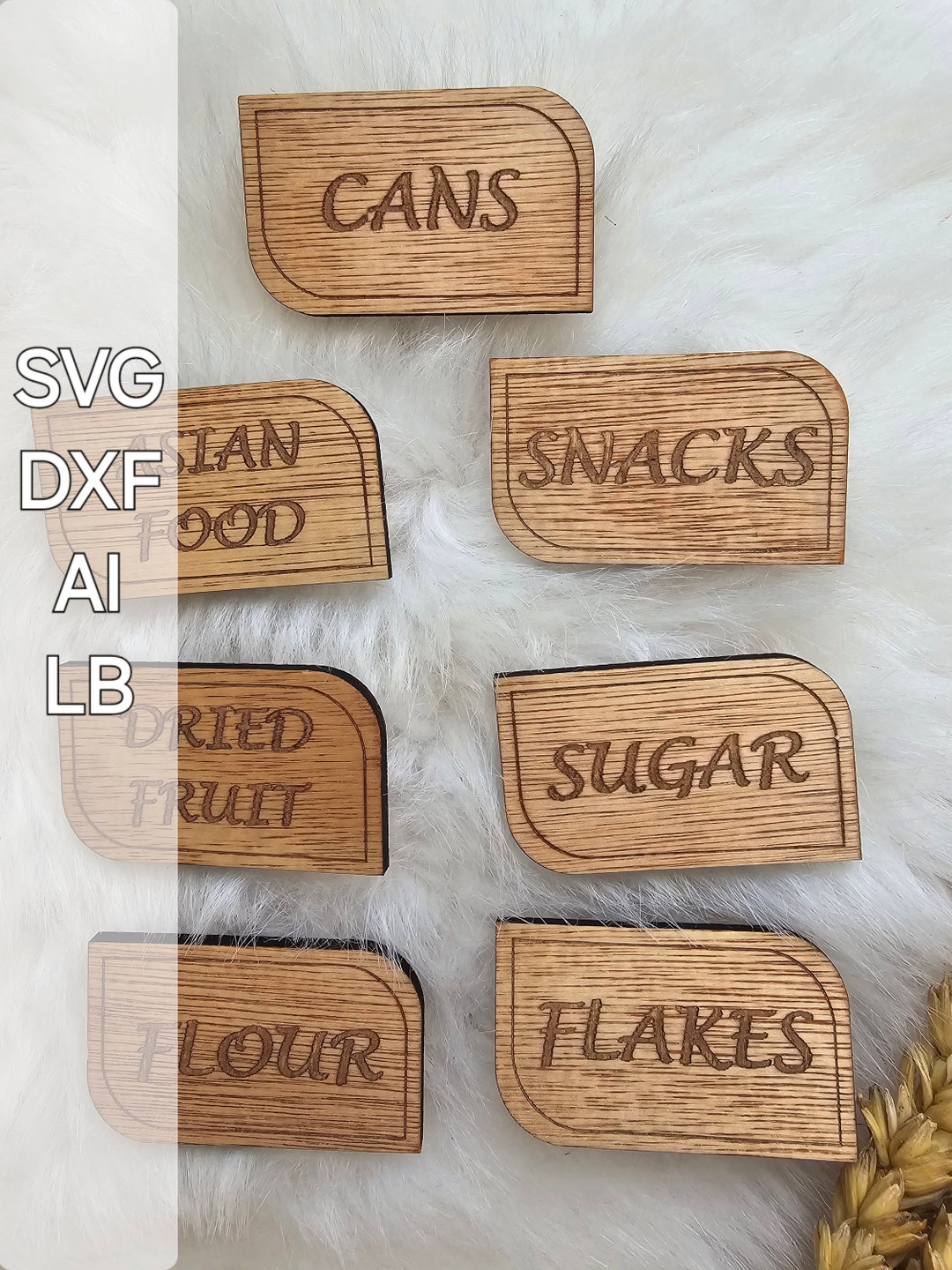 Customizable Wooden Pantry Labels Digital File Laser Cut SVG, DXF, AI ...