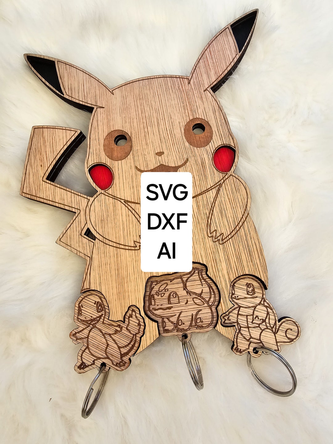 Key Holder Pikachu Laser Cut File - SVG DXF AI Digital Download for Diy ...