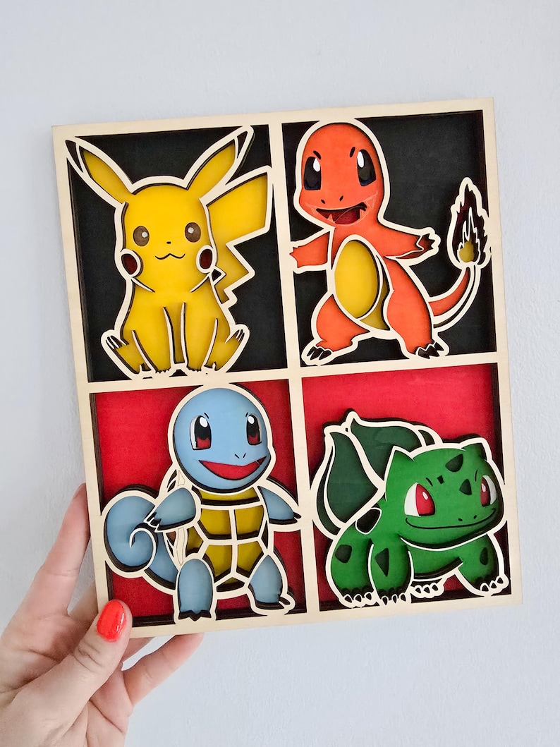 3d Layered Pokemon Svg | Pikachu, Charmander, Squirtle, Bulbasaur ...