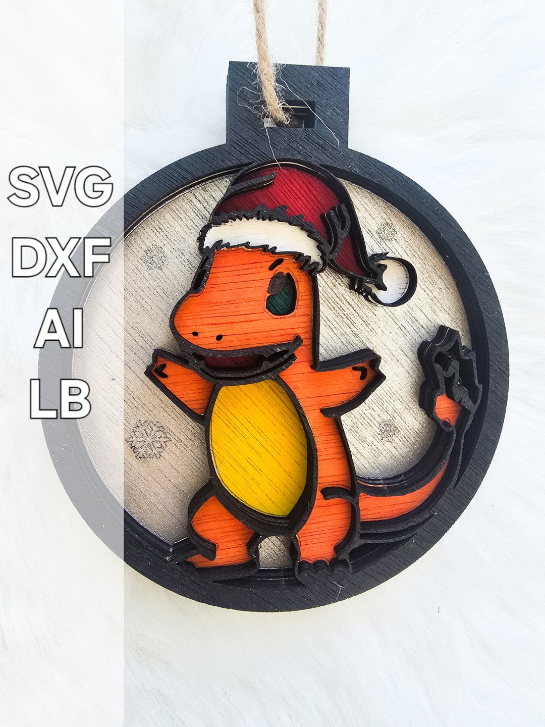 Christmas Ornament Svg File Pokemon Charmander With Santa Hat | Laser ...
