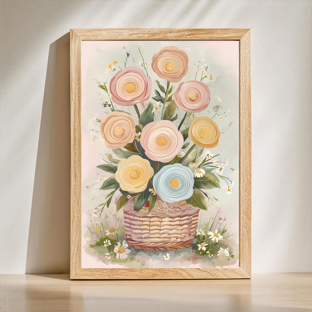 Cottagecore Floral Wall Art Pastel Cottage Core Flowers Digital ...