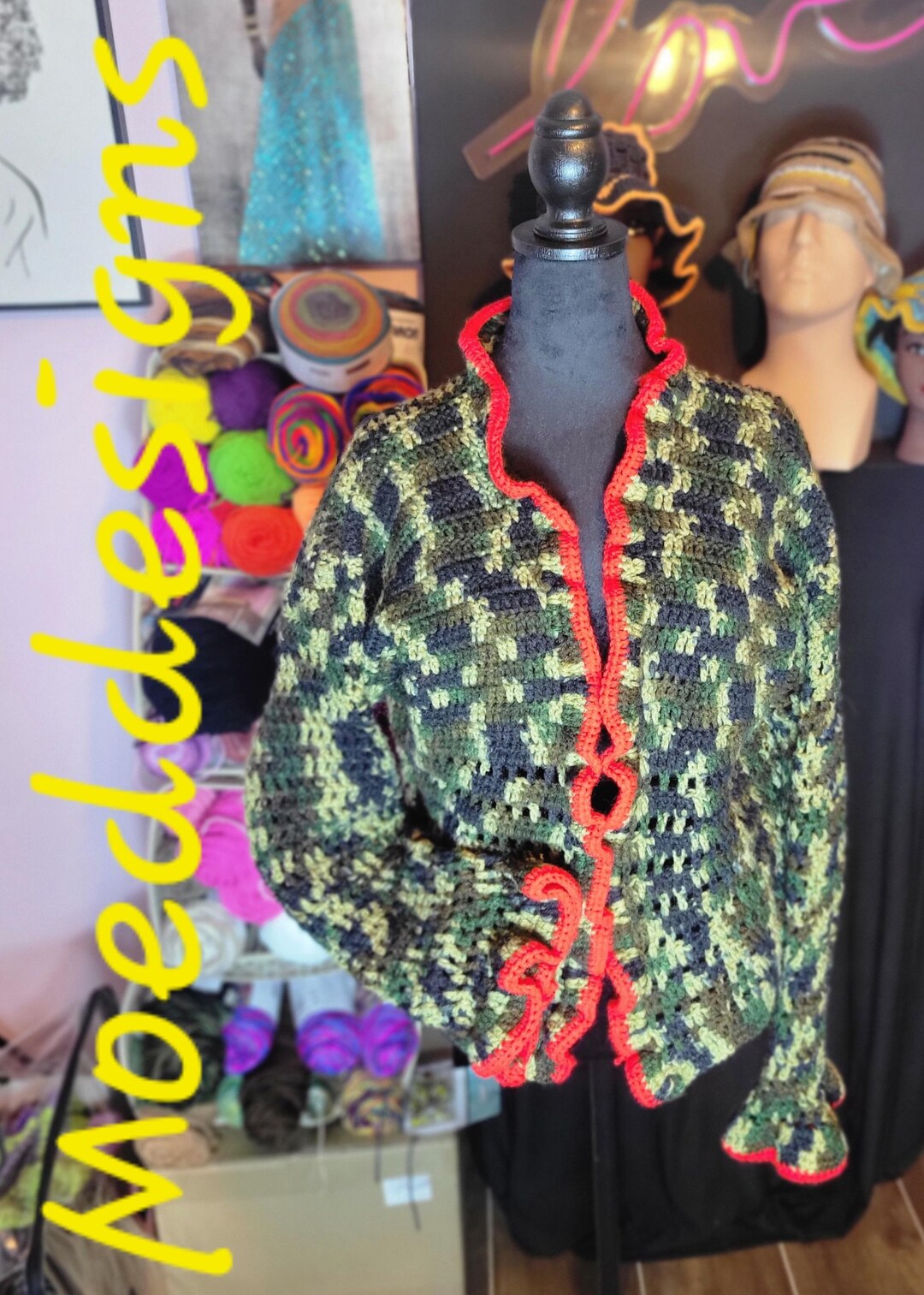 Crochet Green Fatigue Sweater/jacket - Etsy