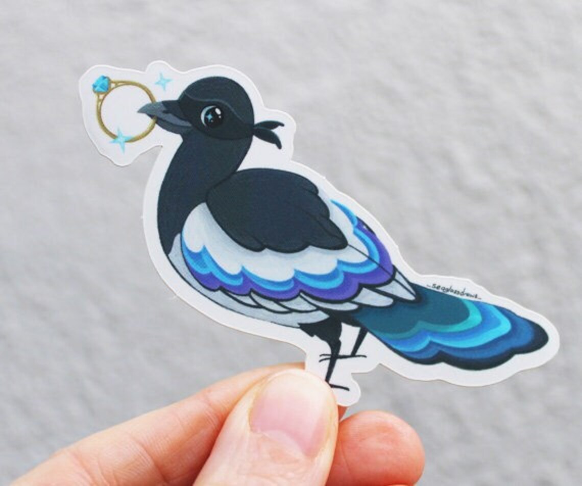 Cute Magpie Thief Sticker | Vinyl Sticker | Phone Sticker | Laptop ...