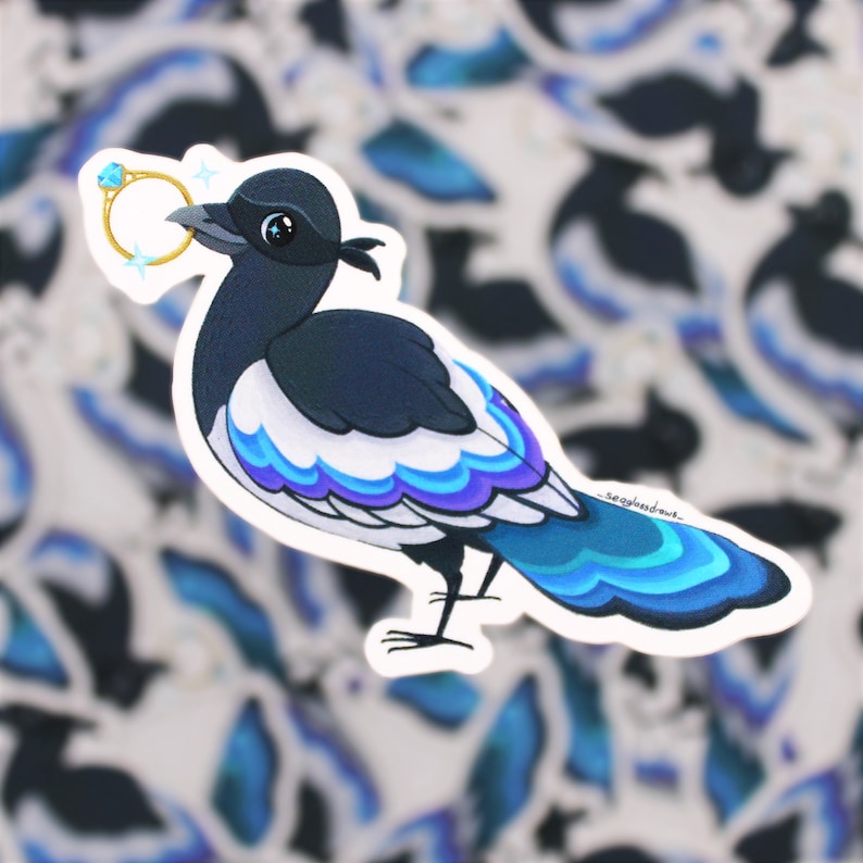 Cute Magpie Thief Sticker | Vinyl Sticker | Phone Sticker | Laptop ...