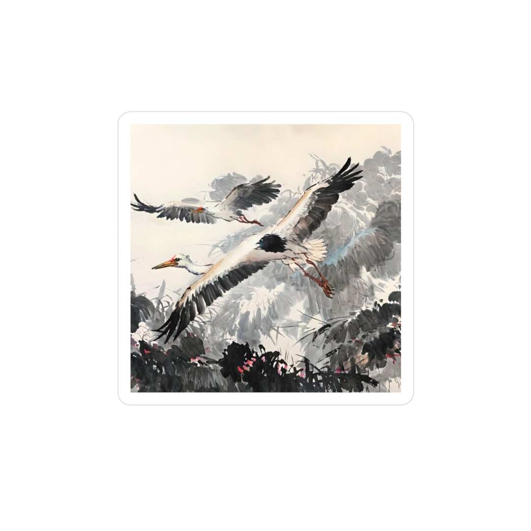 Flying Japanese Stork Original Kiss-cut Vinyl Decals - Etsy