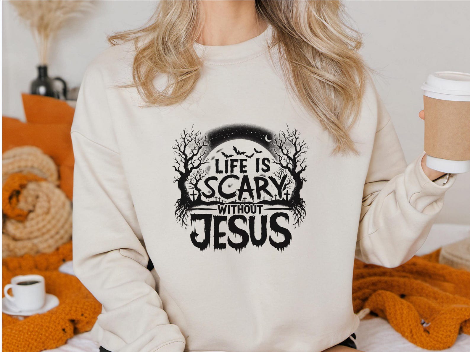 Life is Scary Without Jesus, Christian Halloween Png, Christian Quote ...