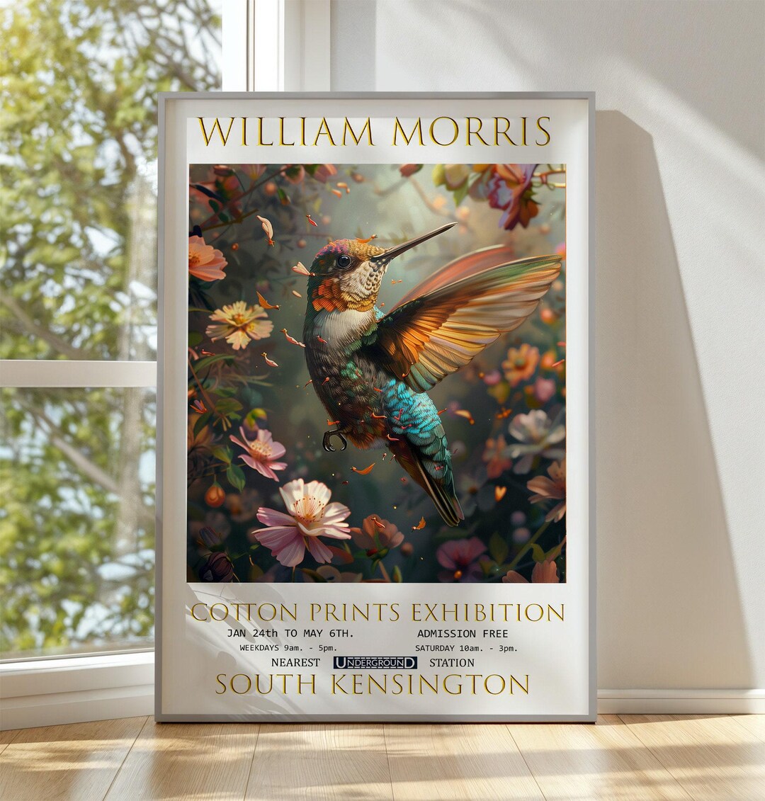 William Morris Humming Bird Print, William Morris Exhibition Print ...