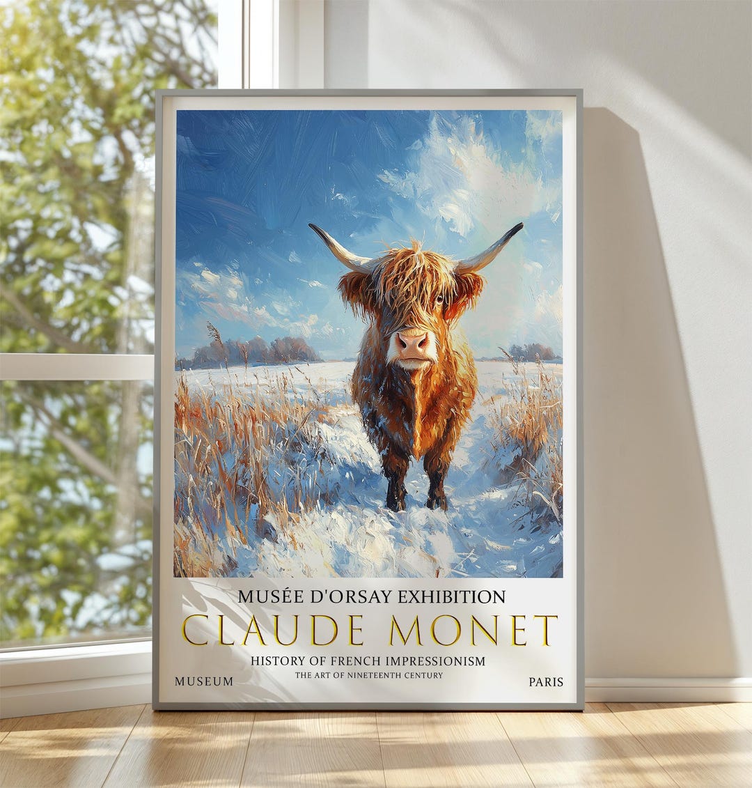 Claude Monet Highland Cow Print, Claude Monet Exhibition Poster, Claude ...