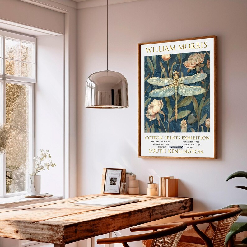 William Morris Dragonfly Print, William Morris Exhibition Poster, William Morris Poster, Vintage ...