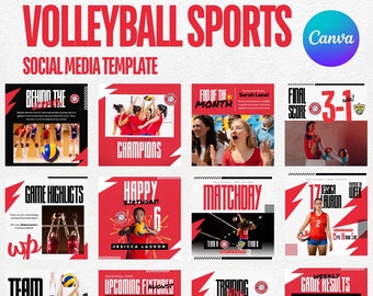 Volleyball Social Media Canva Templates: Matchday, Game Highlights ...