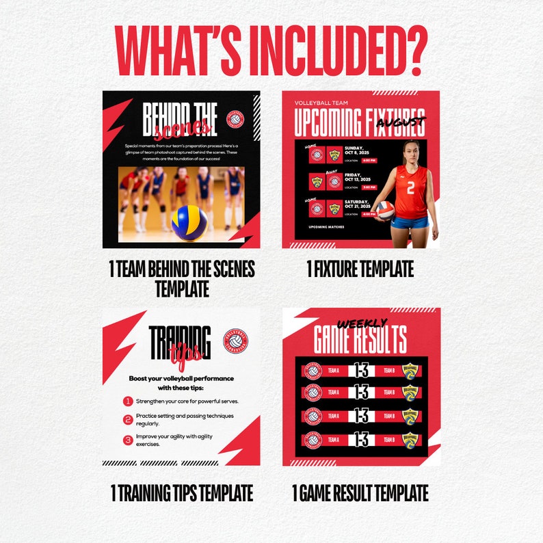 Volleyball Social Media Canva Templates: Matchday, Game Highlights ...