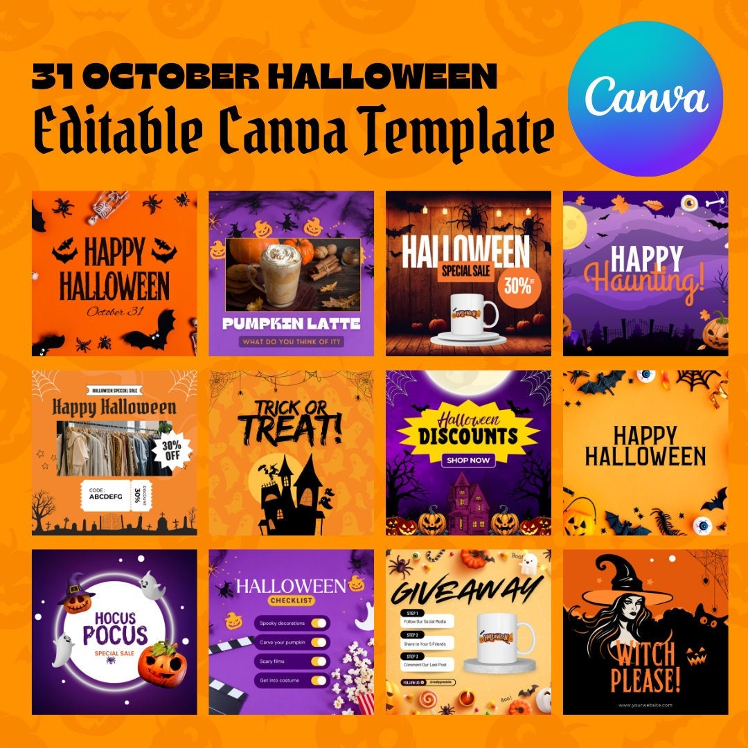 Editable Canva Designs for 31 October Halloween Social Media instagram ...