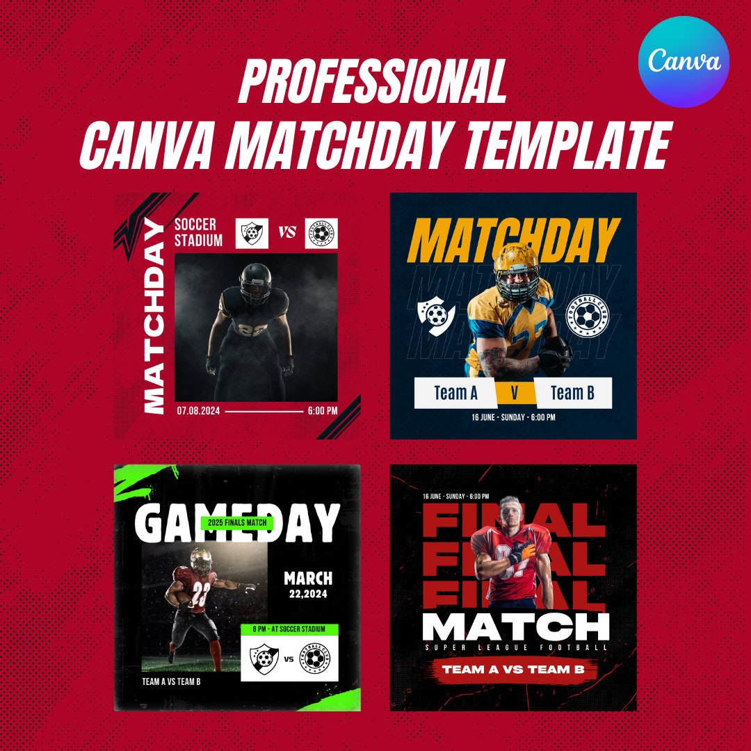 Professional Canva Matchday Template - 8 Customizable Graphics for ...