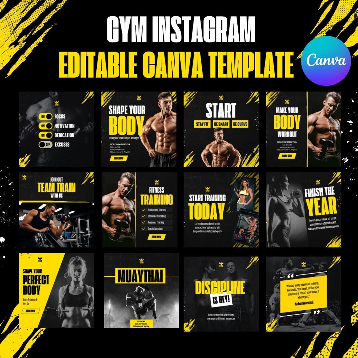 Editable Canva Designs for Gym and Fitness Influencers - Etsy