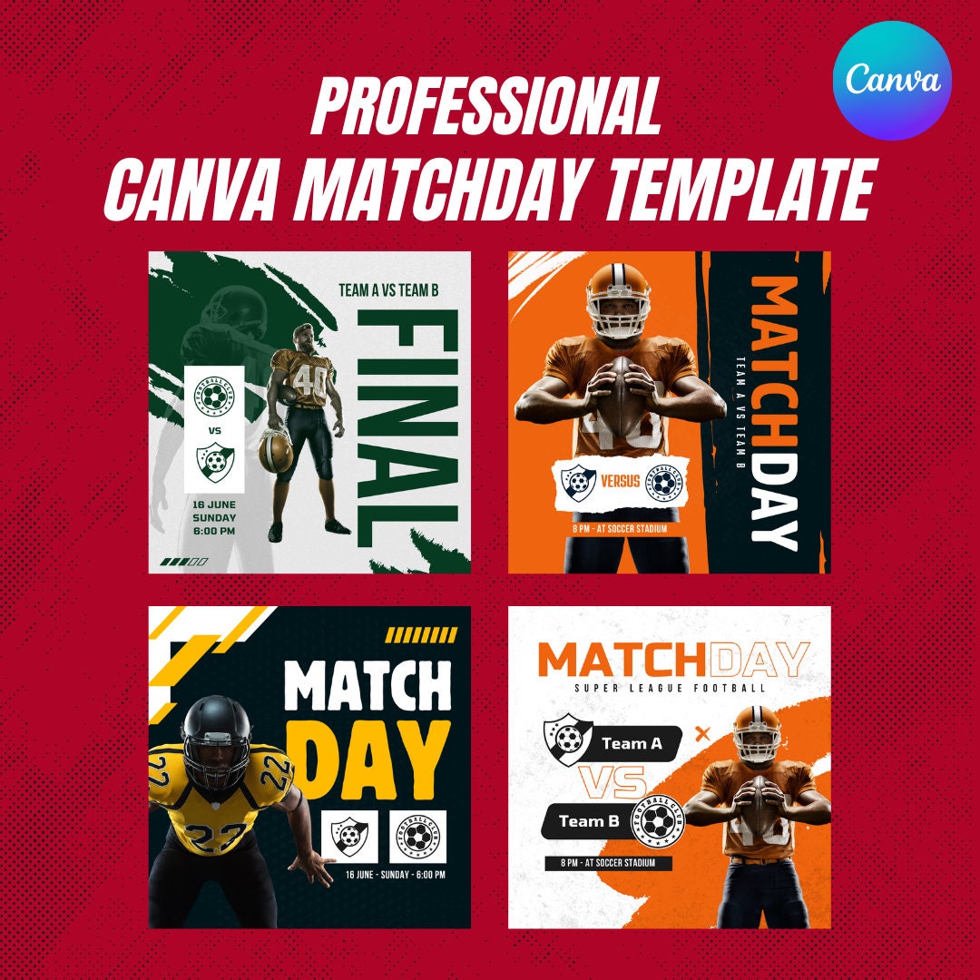 Professional Canva Matchday Template - 8 Customizable Graphics for ...