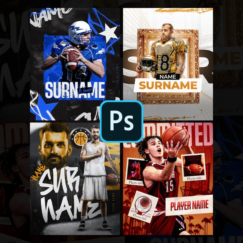Advanced photoshop Sports Poster / Social Media Templates - Etsy
