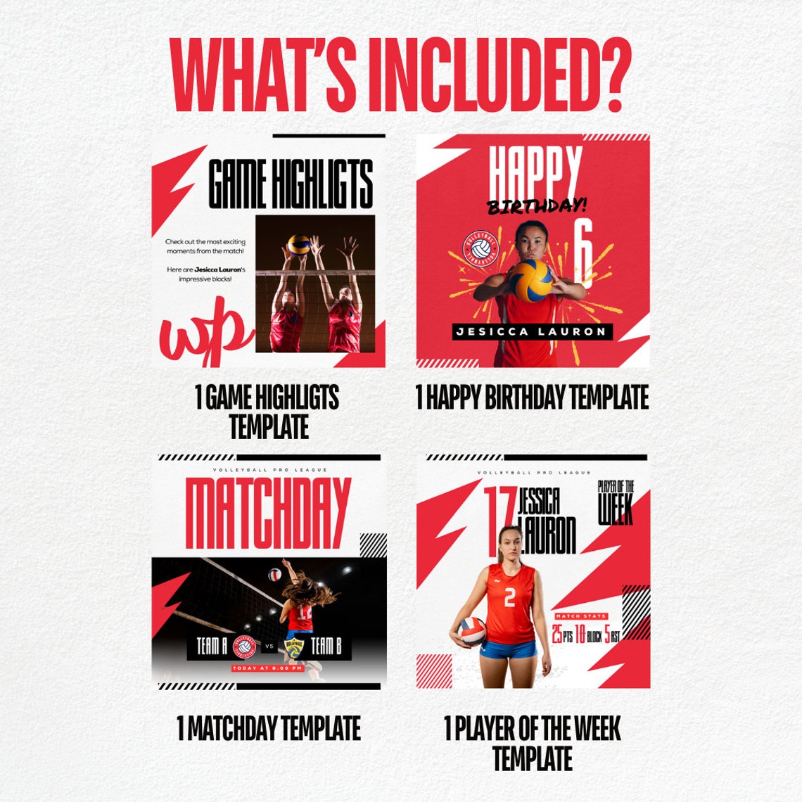 Volleyball Social Media Canva Templates: Matchday, Game Highlights ...