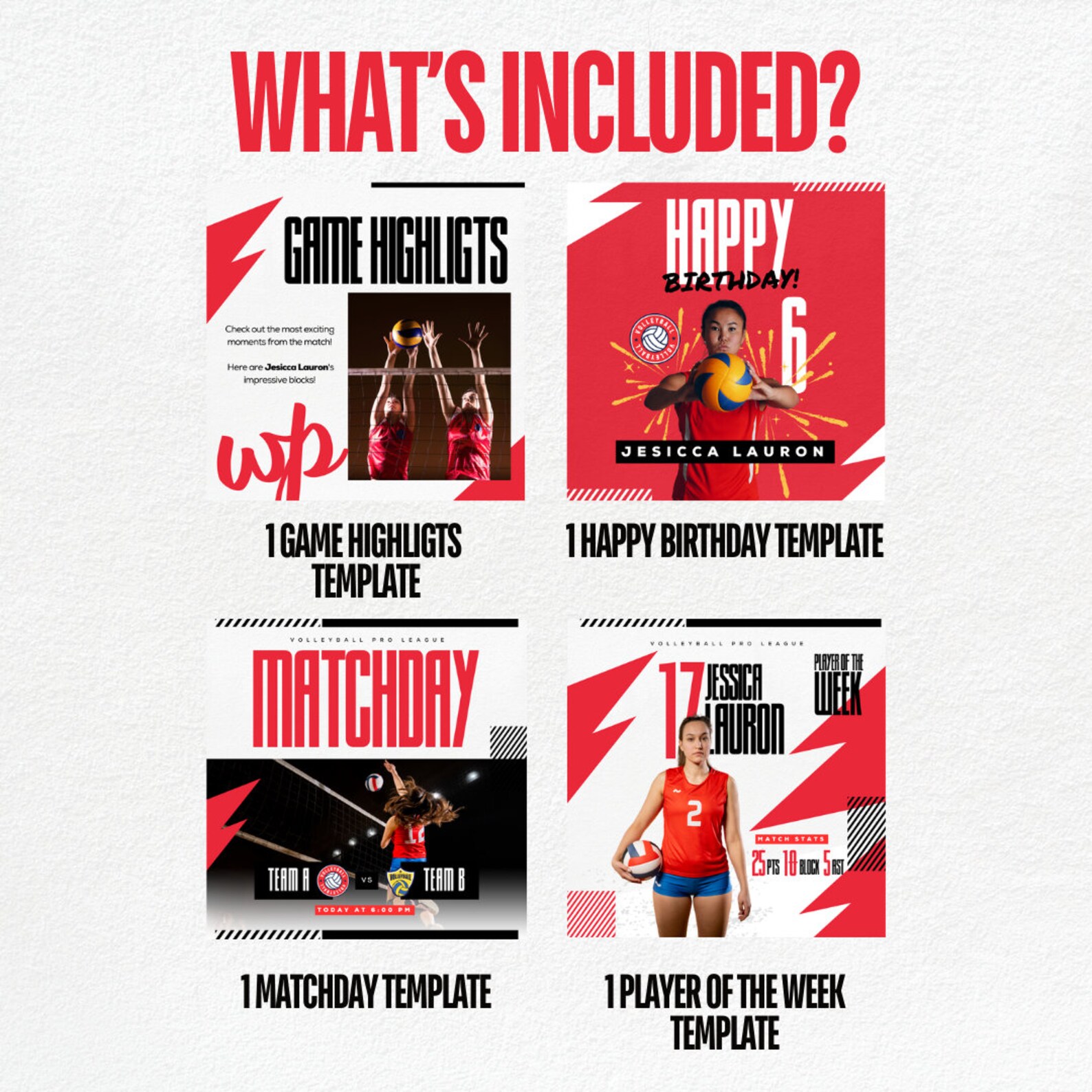 Volleyball Social Media Canva Templates: Matchday, Game Highlights ...