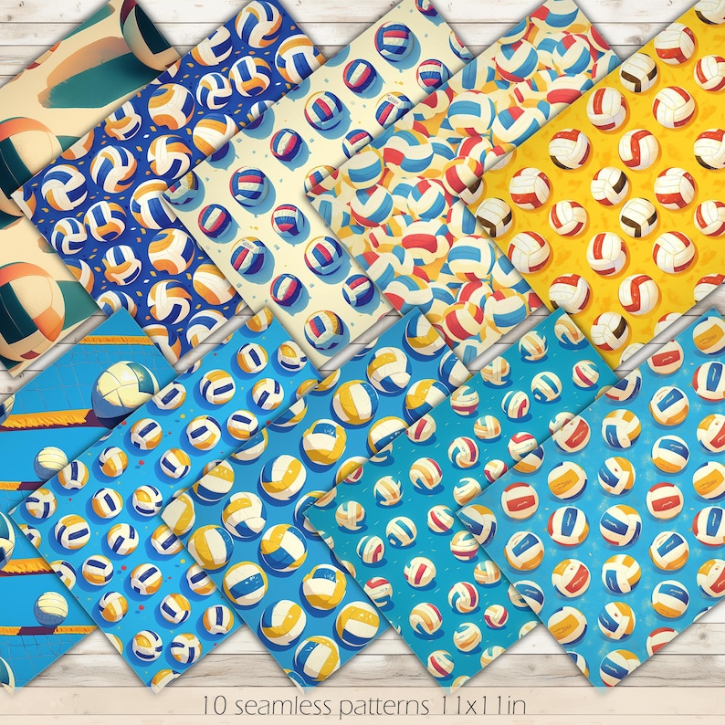 Volleyball Digital Paper Volleyball Seamless Pattern Volleyball ...