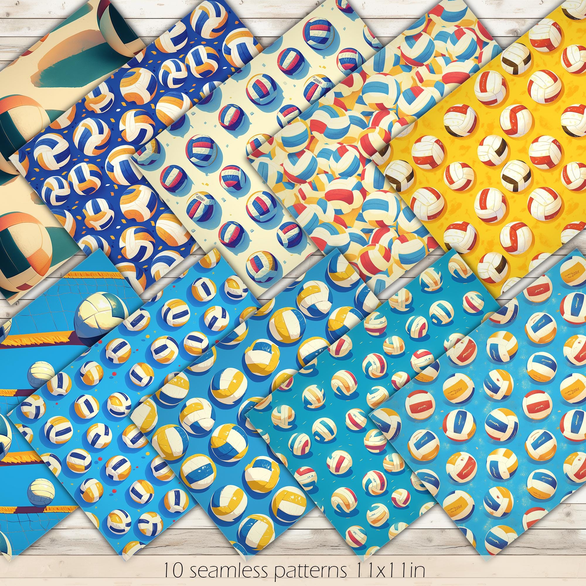 Volleyball Digital Paper Volleyball Seamless Pattern Volleyball ...