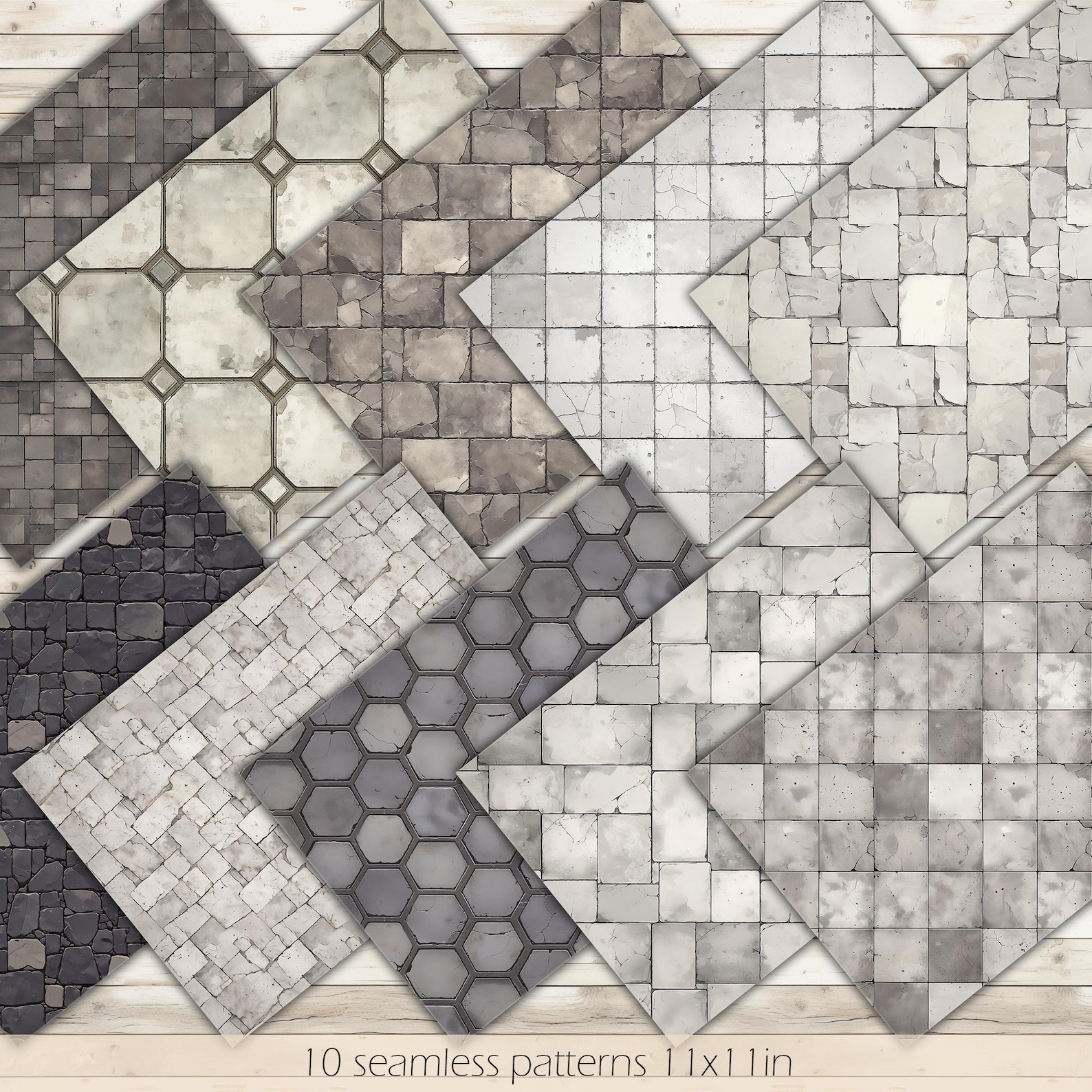 Pavement Digital Paper Sidewalk Printable Paper Pathway Pattern Stone ...