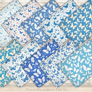 Blue Butterfly Texture Butterflies Digital Paper Butterfly Seamless ...