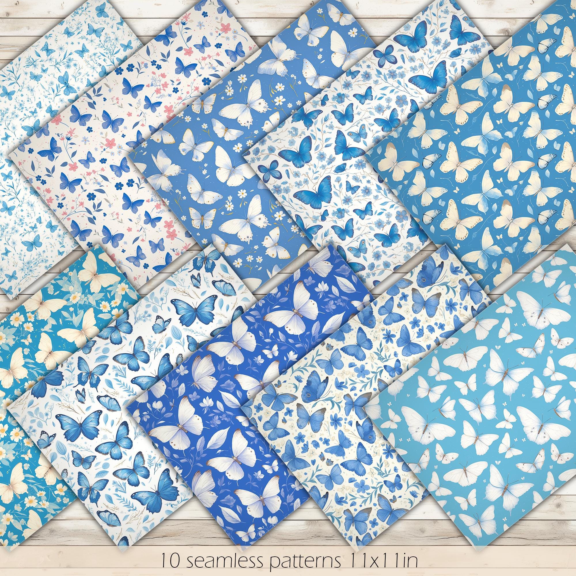 Blue Butterfly Texture Butterflies Digital Paper Butterfly Seamless ...
