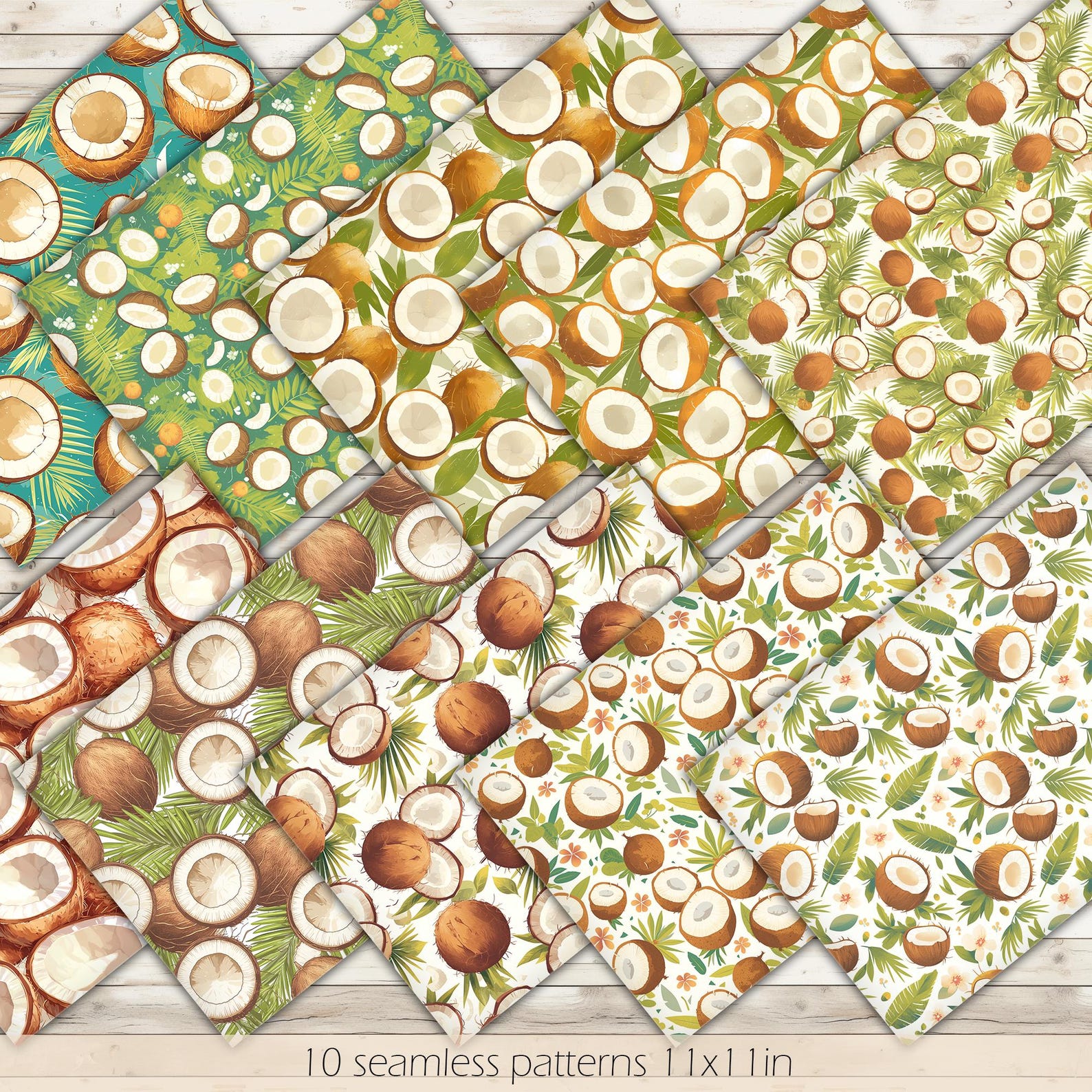 Green Coconut Background Coconut Seamless Pattern Green Coconut Texture ...